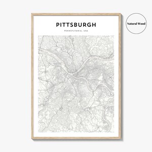 Pittsburgh Map Poster, Pittsburgh Map Print, Pittsburgh Travel Wall Art ...