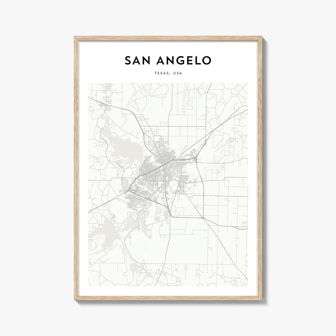 San Angelo Map Poster, San Angelo Map Print, San Angelo Travel Wall Art ...