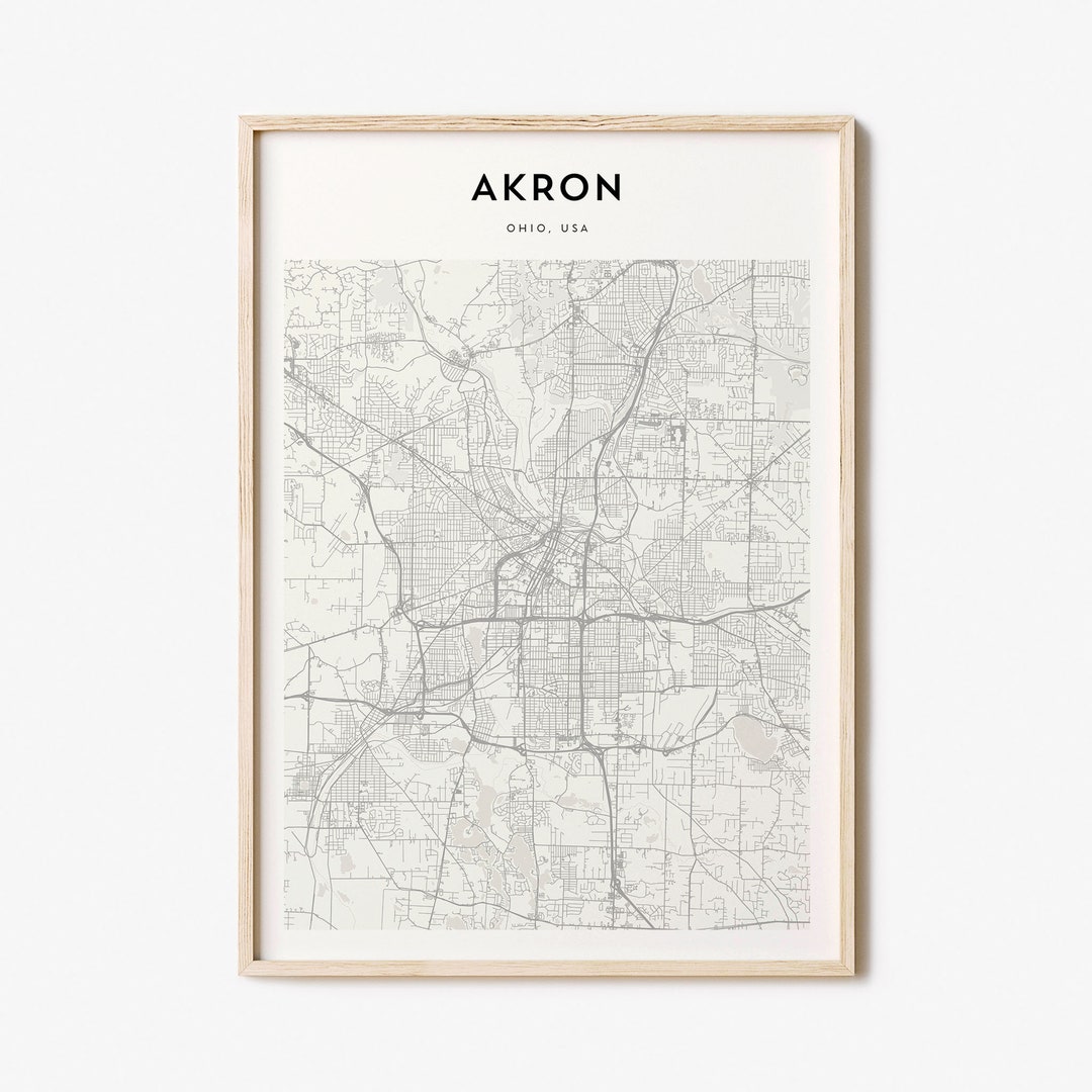 Akron Map Poster Akron Map Print Akron Personalized Map Art - Etsy