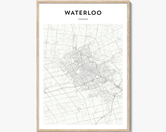 Typographic Map of Kitchener Waterloo, Ontario | KW City Map Print ...