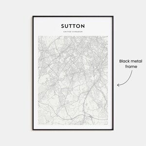 Sutton Map Poster, Sutton Map Print, Sutton Travel Wall Art, Sutton ...