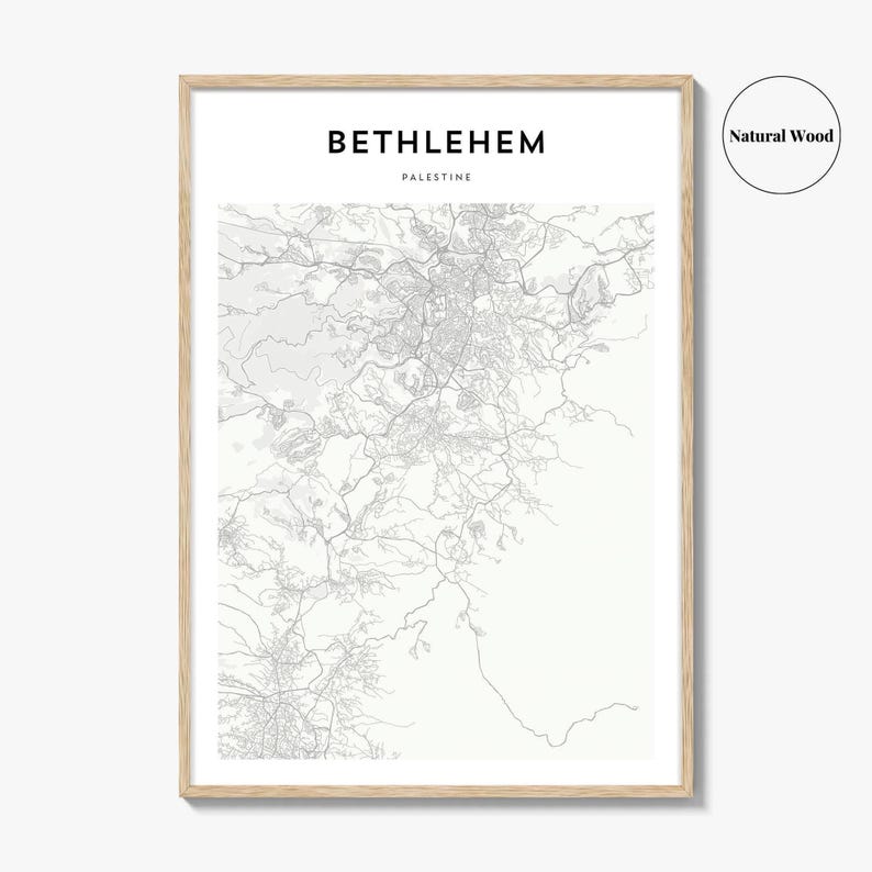 Bethlehem Map Print, Palestine Poster, Middle East Wall Art, Bayt Lahm ...