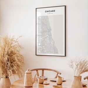 Chicago Map Poster, Chicago Map Print, Chicago Travel Wall Art, Chicago ...