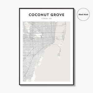 Coconut Grove Map Poster, Coconut Grove Map Print, Coconut Grove Travel ...