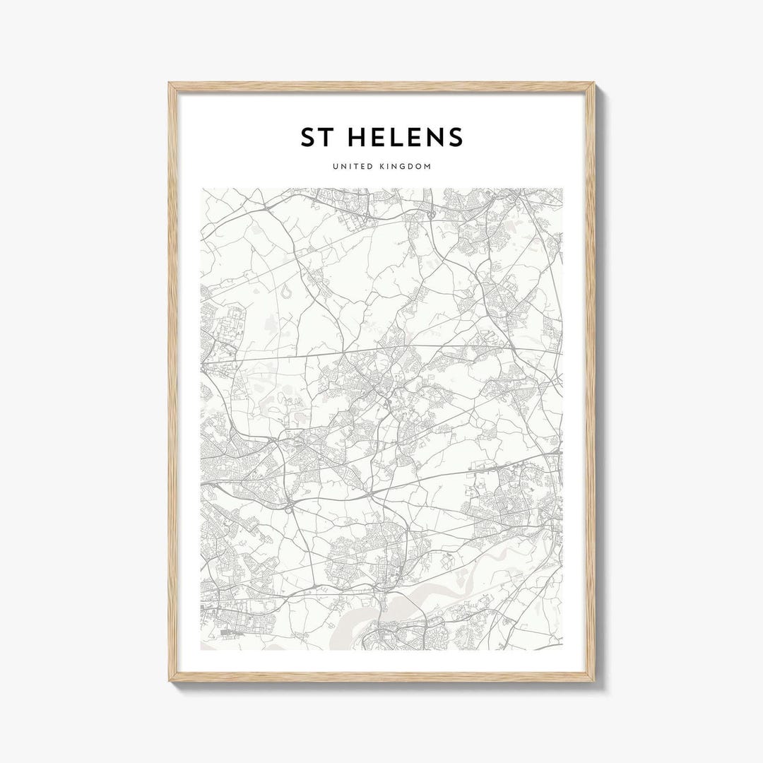 St Helens Map Poster, St Helens Map Print, St Helens Travel Wall Art ...
