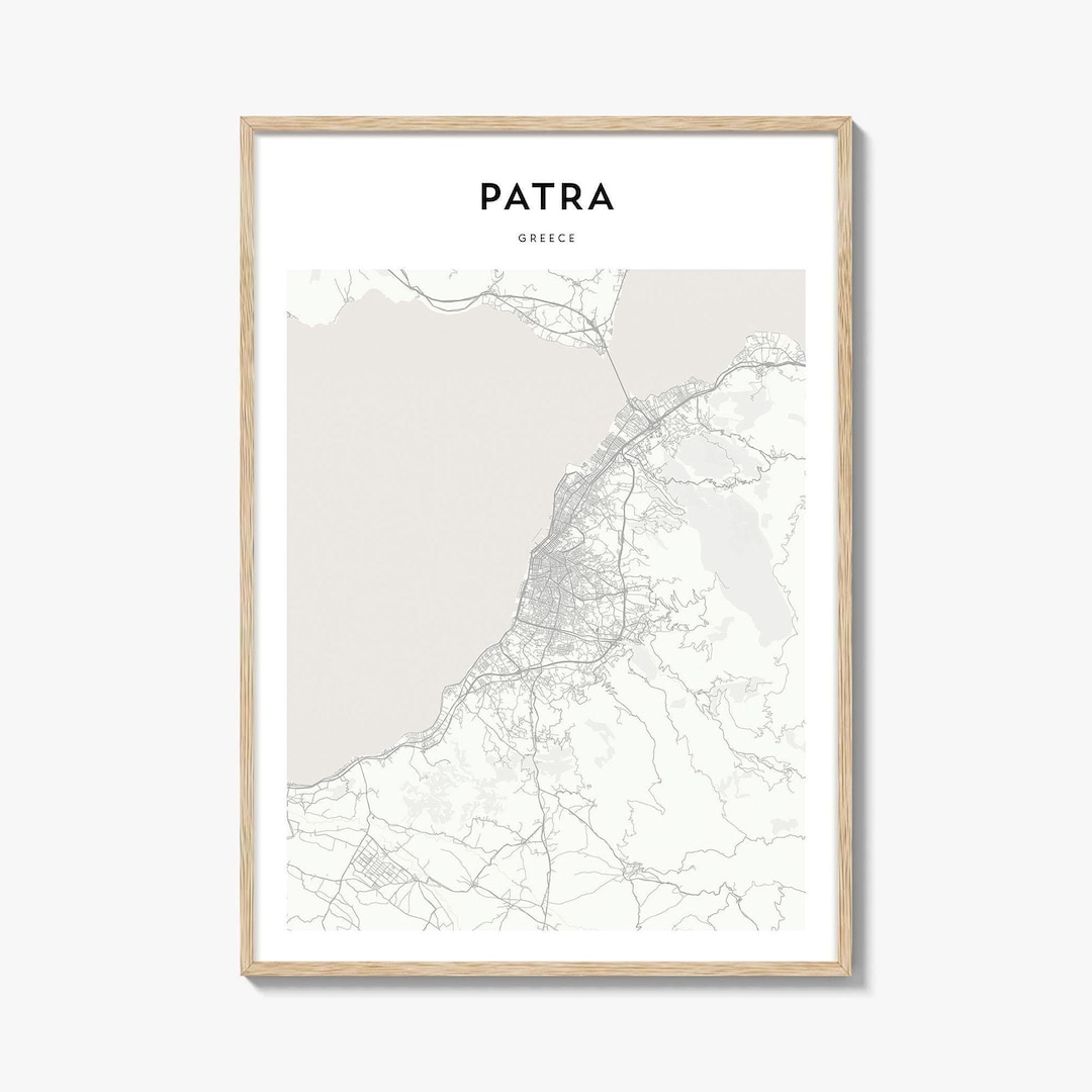 Patra Map Print, Greece Poster, Hellenic Wall Art, Achaia Custom Street ...