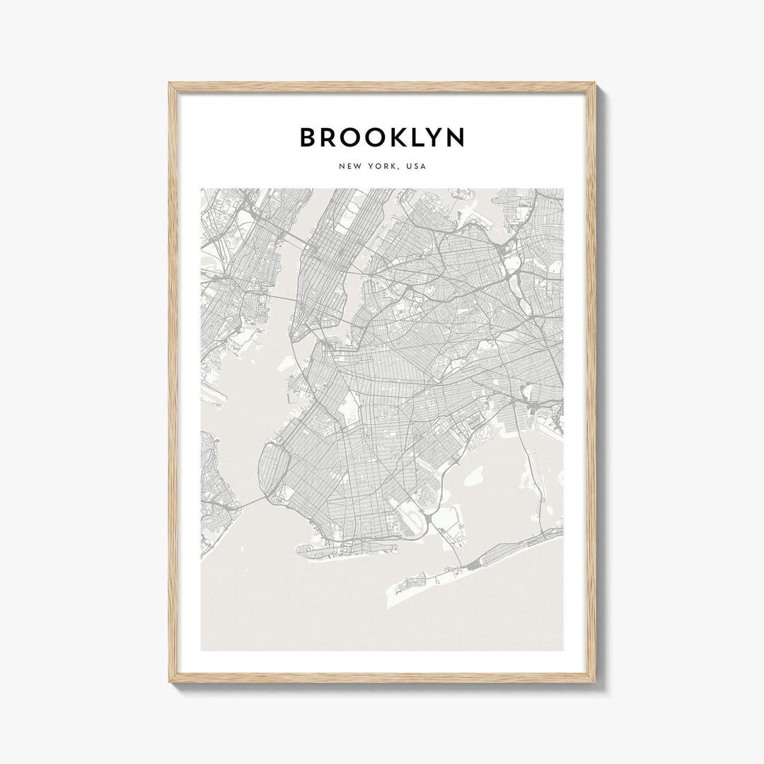 Brooklyn Map Print, NYC Poster, New York Wall Art, Kings County Custom ...