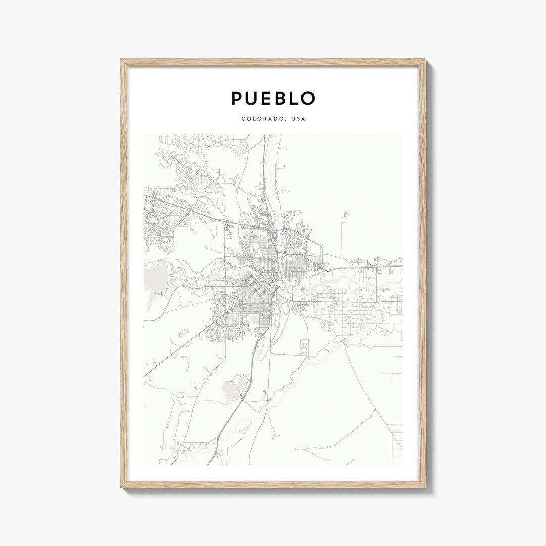 Pueblo Colorado Map Poster: City Streets Art Print - Etsy