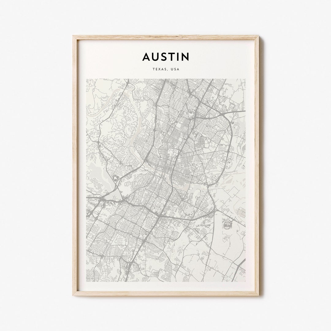 Austin Map Poster Austin Map Print Austin Personalized Map - Etsy