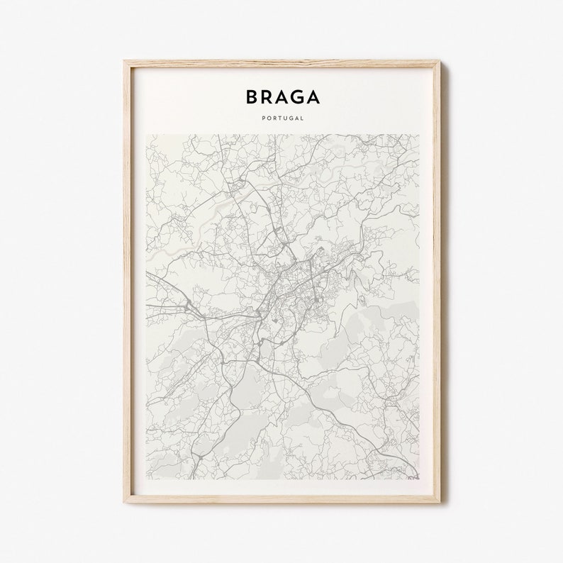 Braga Map Poster Braga Map Print Braga Personalized Map Art - Etsy