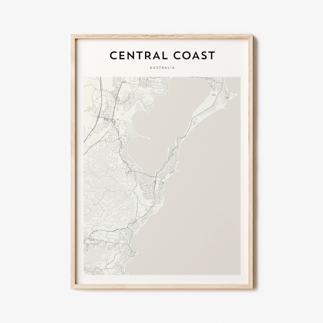 Central Coast Map Poster, Central Coast Map Print, Central Coast Personalized Map Art, Central ...