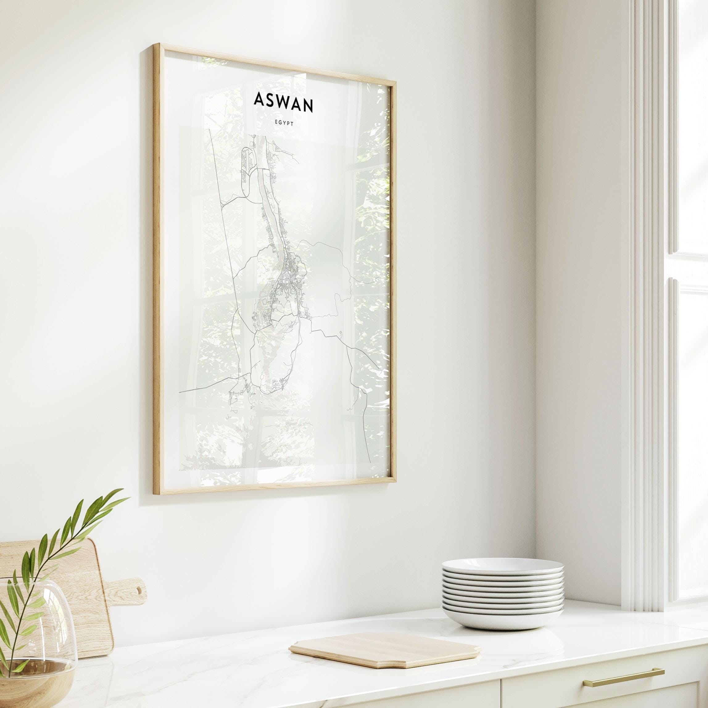Aswan Map Print, Egypt Poster, Egyptian Wall Art, Aswan City Custom ...