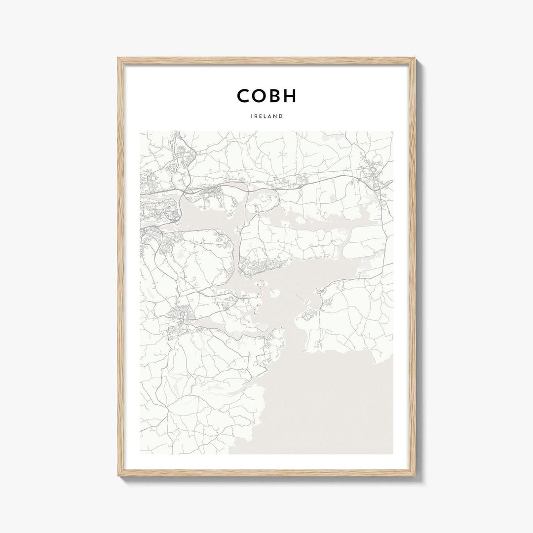 Cobh Map Print, Ireland Poster, Irish Wall Art, Cork Custom Street ...