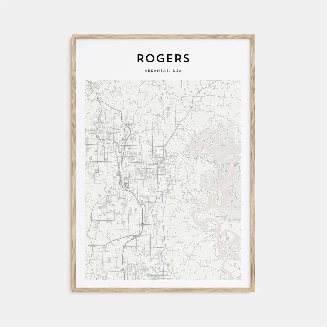 Rogers Map Poster, Rogers Map Print, Rogers Travel Wall Art, Rogers ...