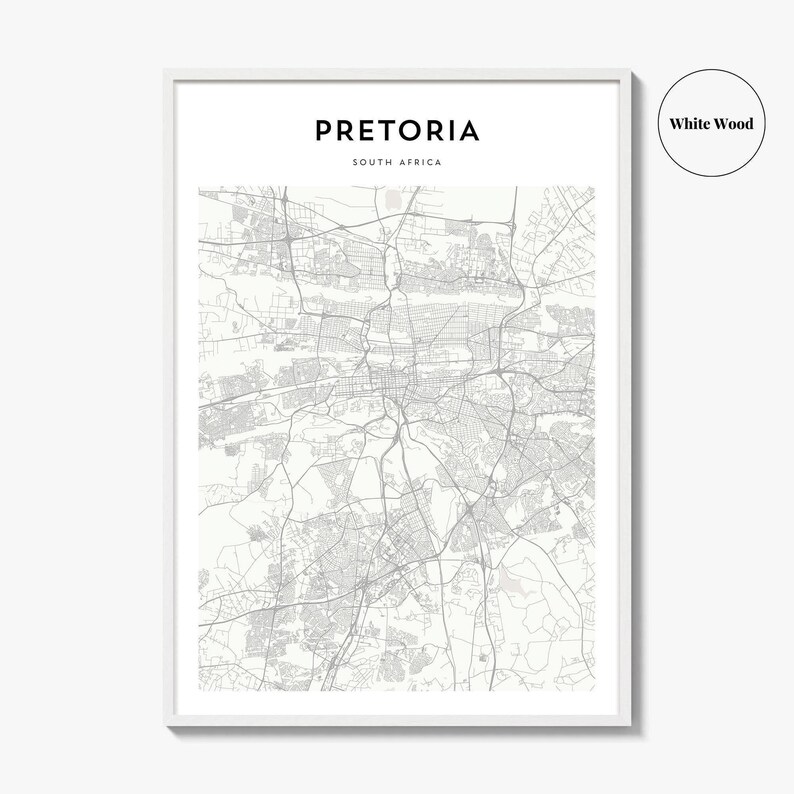 Pretoria Map Print, South Africa Poster, Gauteng Wall Art, Tshwane ...