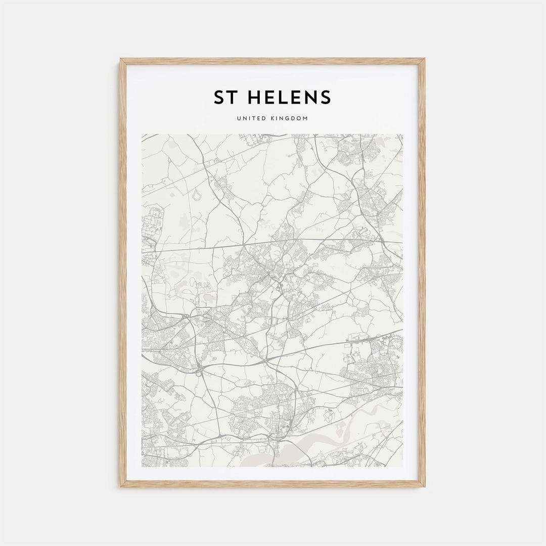 St Helens Map Poster, St Helens Map Print, St Helens Travel Wall Art ...