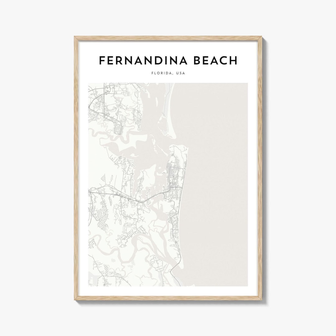 Fernandina Beach Map Print, Florida Poster, USA Wall Art, Amelia Island ...