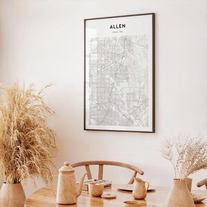 Allen Map Poster, Allen Map Print, Allen Travel Wall Art, Allen ...