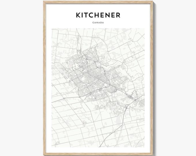 Typographic Map of Kitchener Waterloo, Ontario | KW City Map Print ...