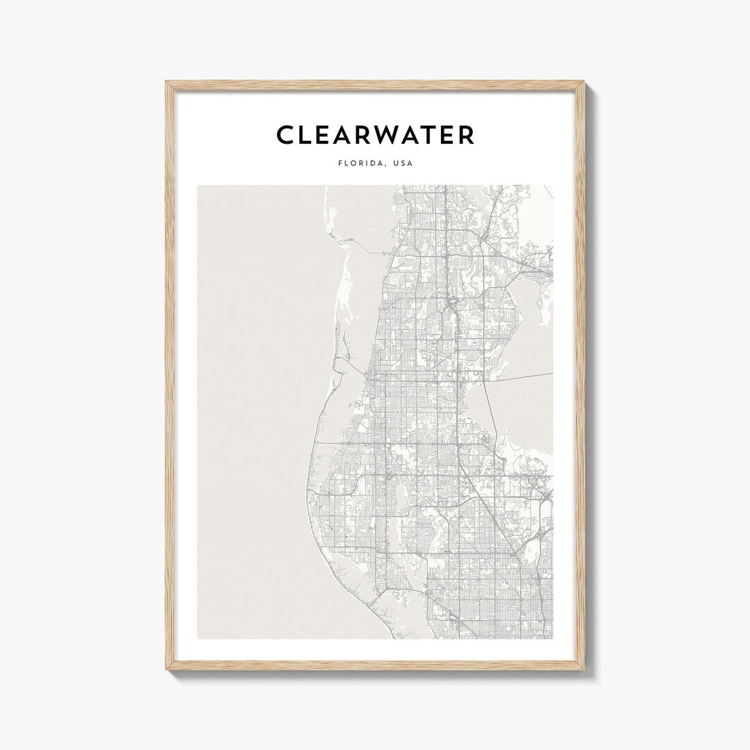 Clearwater Map Poster, Clearwater Map Print, Clearwater Travel Wall Art ...