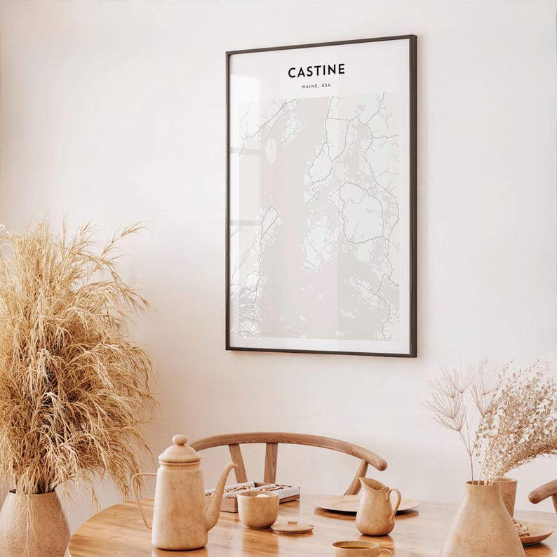 Castine Map Print, Maine Poster, USA Wall Art, New England Custom ...