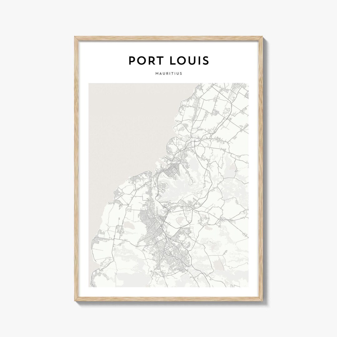 Port Louis Map Print, Mauritius Poster, Indian Ocean Wall Art, Port ...