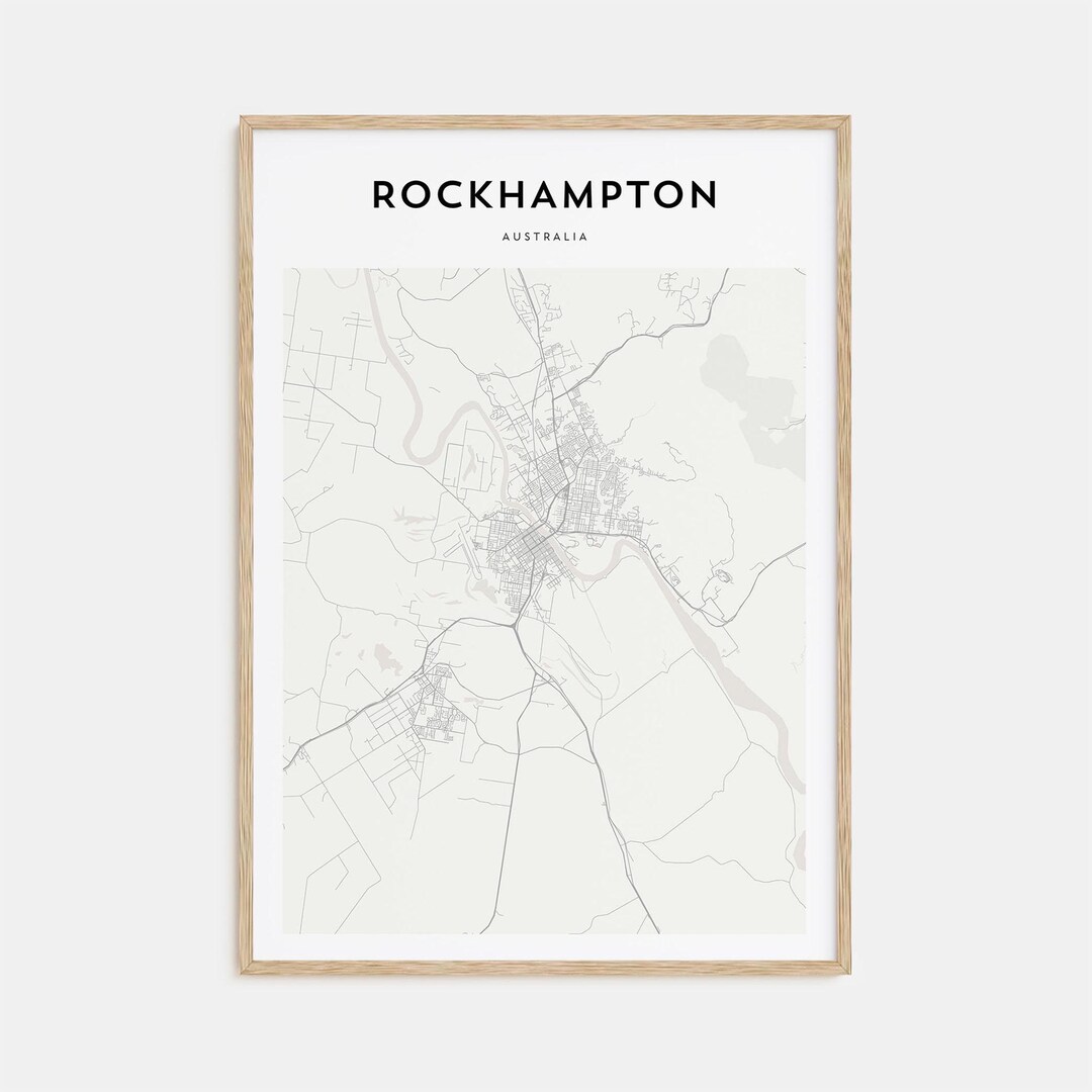 Rockhampton Map Poster, Rockhampton Map Print, Rockhampton Travel Wall ...