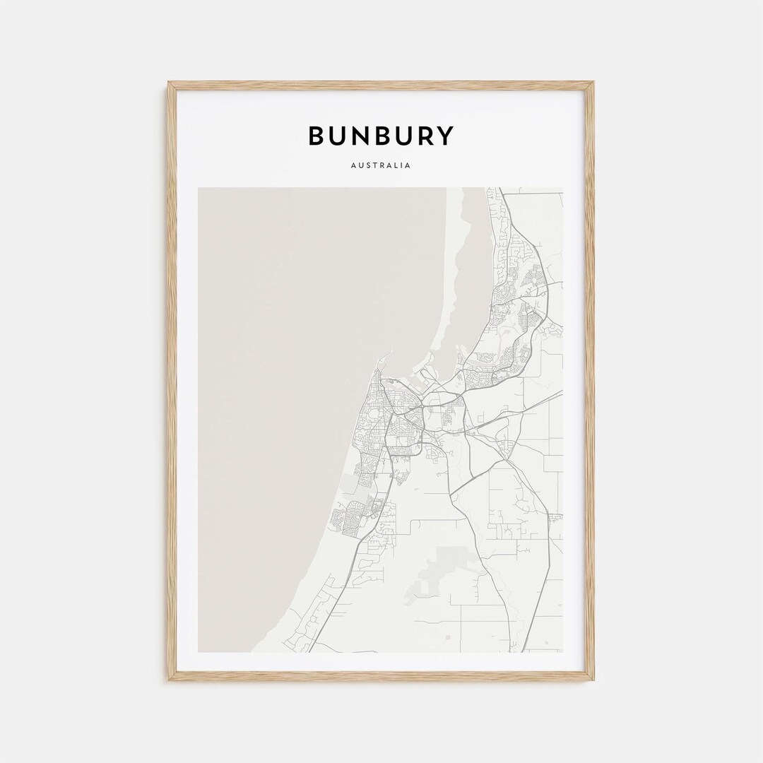 Bunbury Map Poster, Bunbury Map Print, Bunbury Travel Wall Art, Bunbury ...