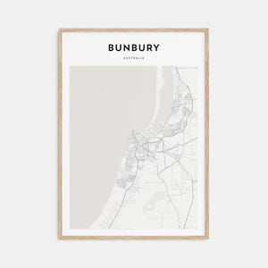 Bunbury Map Poster, Bunbury Map Print, Bunbury Travel Wall Art, Bunbury ...