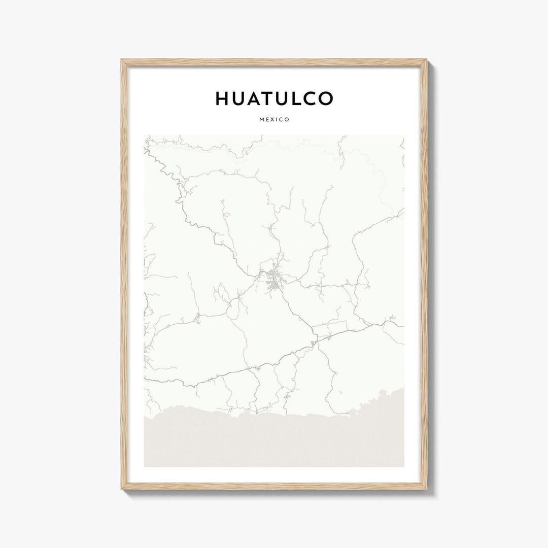 Huatulco Map Print, Oaxaca Poster, Mexico Wall Art, Bahías De Huatulco ...