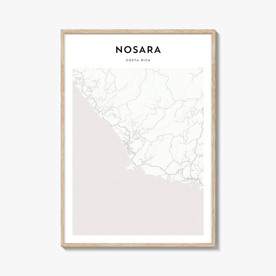 Nosara Map Print, Costa Rica Poster, Central America Wall Art ...