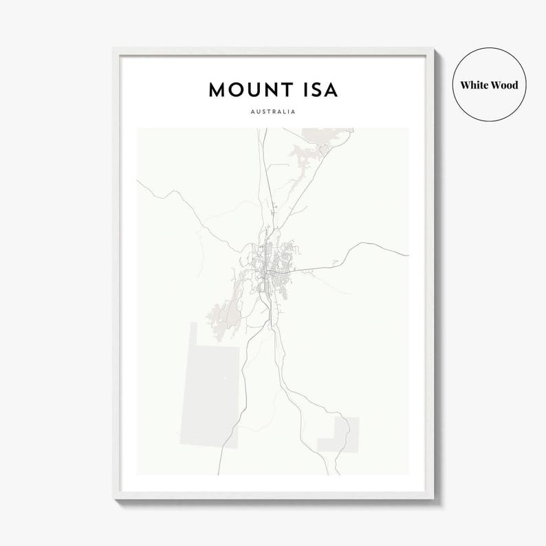Mount Isa Map Print, Queensland Poster, Australia Wall Art, Outback ...
