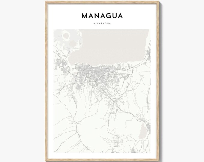 Managua Map, Managua, Nicaragua, City Map, Home Town Map, Managua Print ...