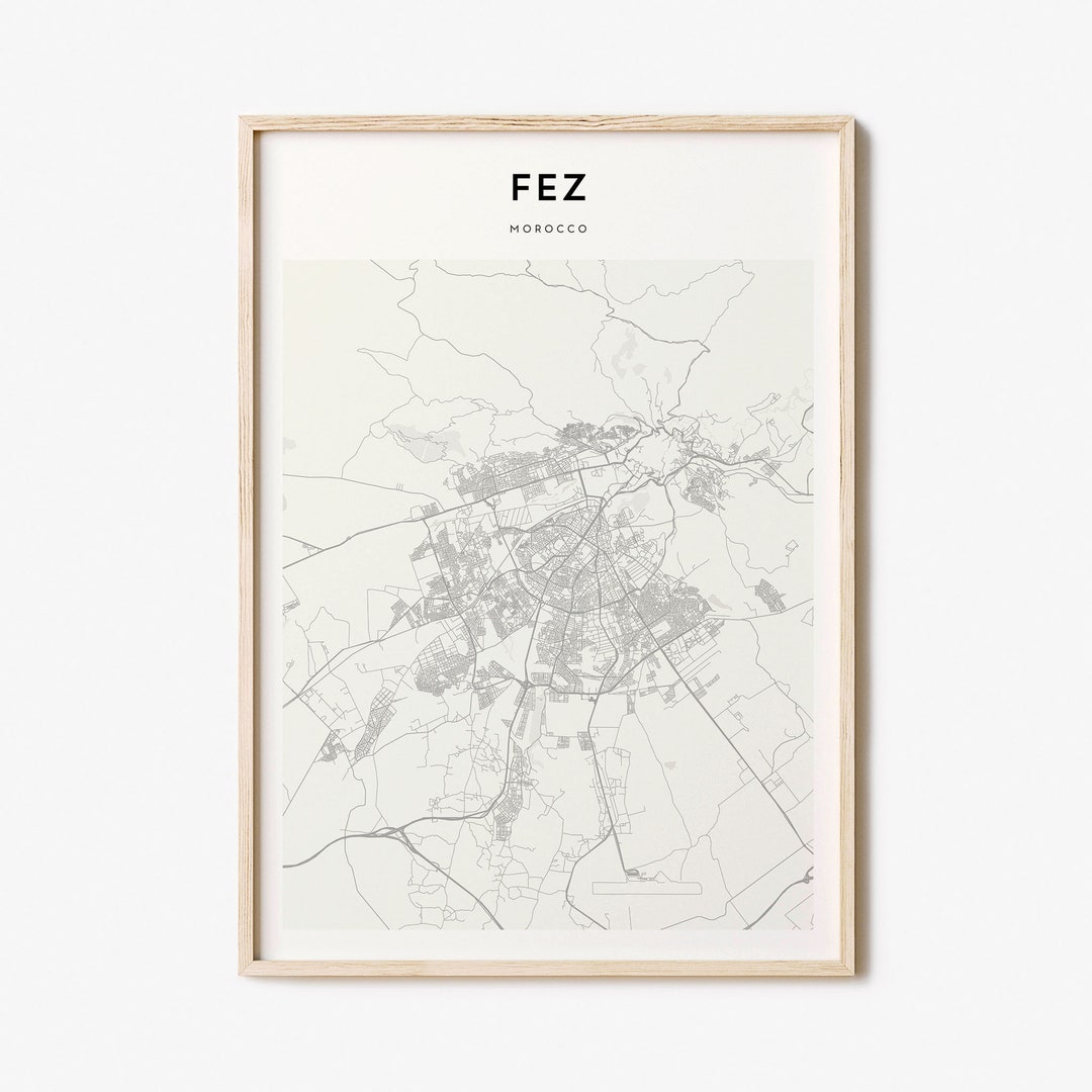 Fez Map Poster, Fez Map Print, Fez Personalized Map Art, Fez Wall Art ...