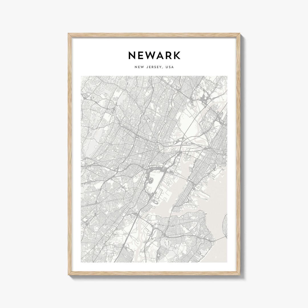 Newark Map Print, New Jersey Poster, USA Wall Art, Garden State Custom ...