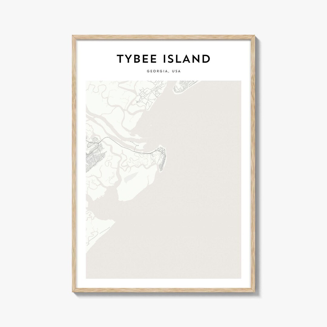 Tybee Island Map Print, Georgia Poster, USA Wall Art, Savannah Custom ...