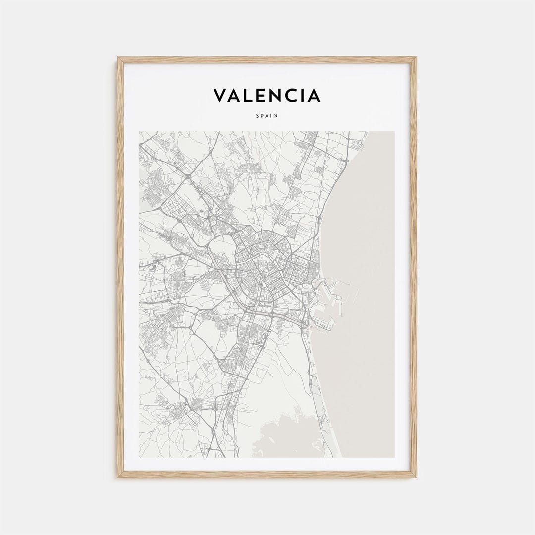 Valencia Spain Map Poster, Valencia Map Print, Valencia Travel Wall Art ...