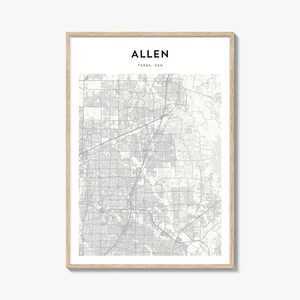 Allen Map Poster, Allen Map Print, Allen Travel Wall Art, Allen ...