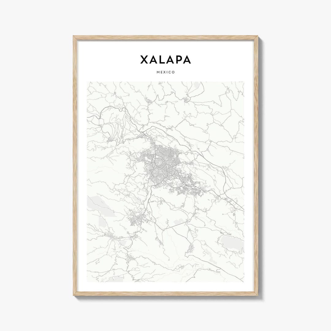 Xalapa Map Print, Mexico Poster, Veracruz Wall Art, Jalapa Custom ...