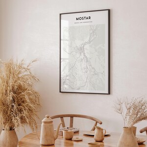 Mostar Map Poster, Mostar Map Print, Mostar Travel Wall Art, Mostar ...