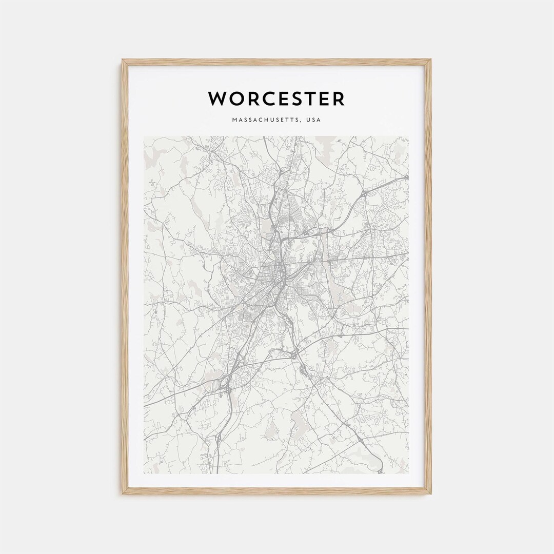 Worcester Massachusetts Map Poster, Worcester Map Print, Worcester ...