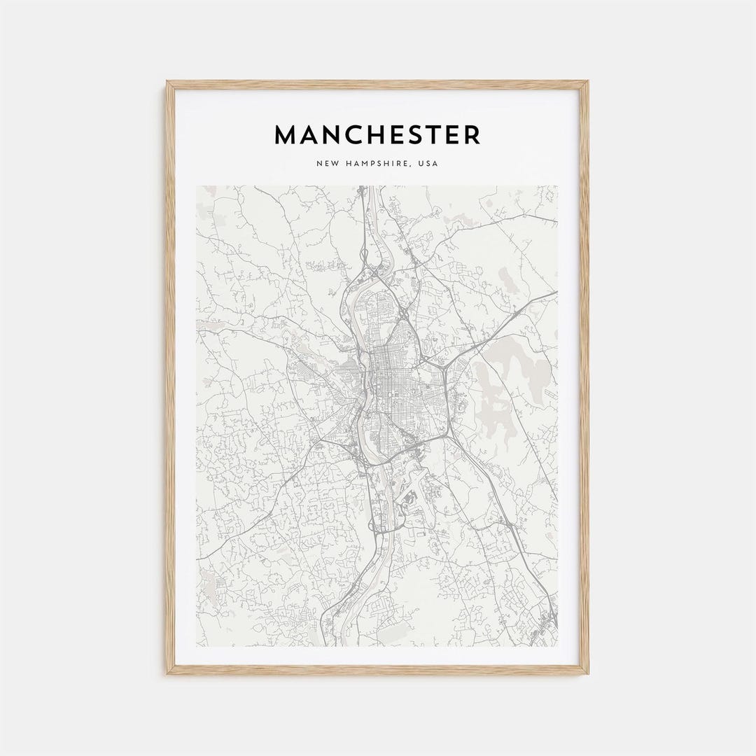 Manchester New Hampshire Map Poster, Manchester Map Print, Manchester ...