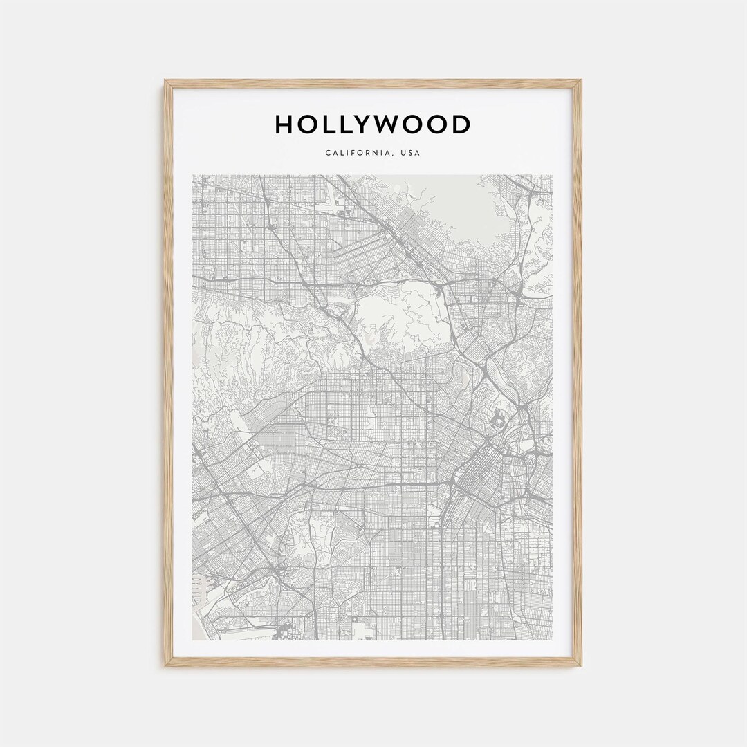 Hollywood Map Poster, Hollywood Map Print, Hollywood Personalized Map ...