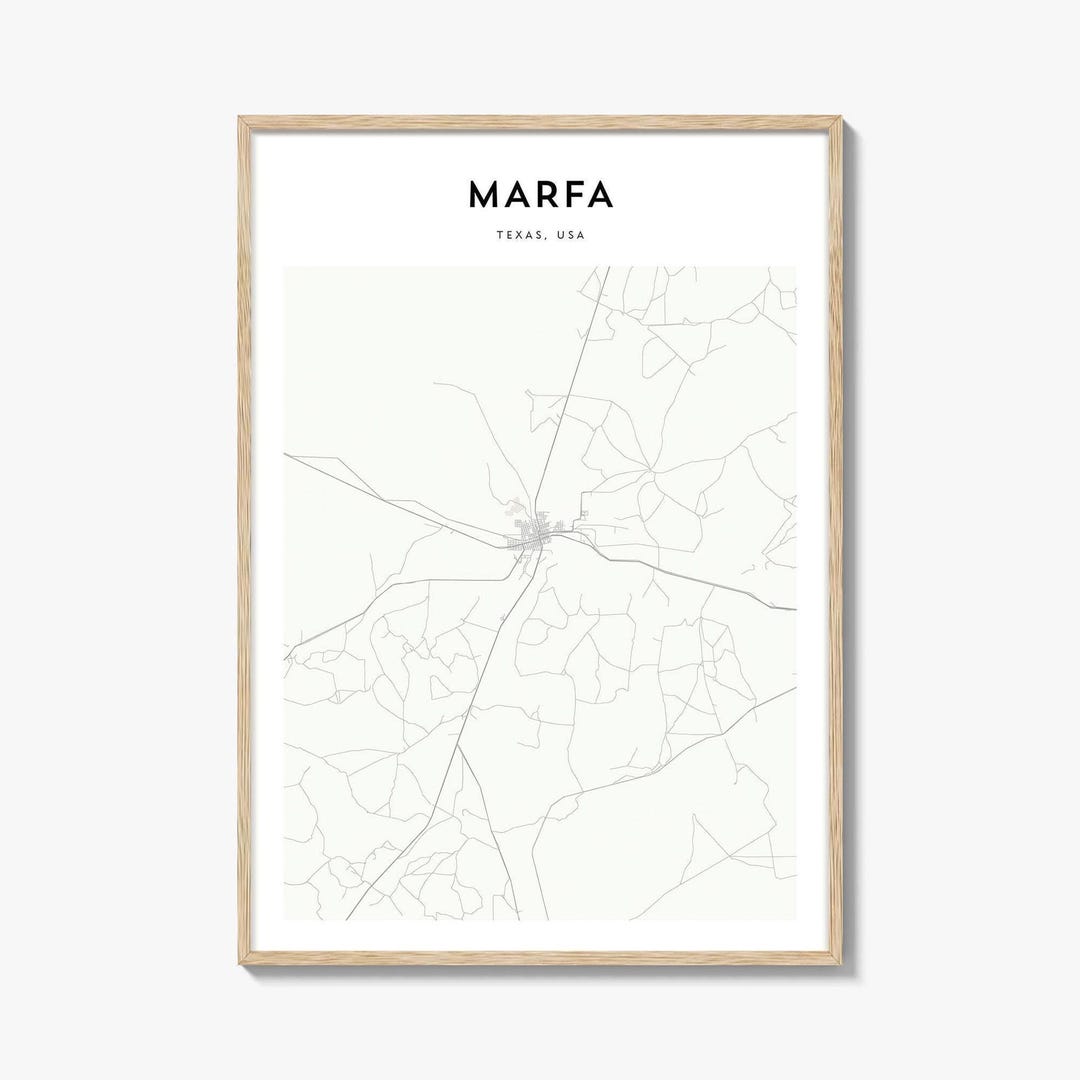Marfa Map Print, Texas Poster, USA Wall Art, Art Deco Custom Street ...