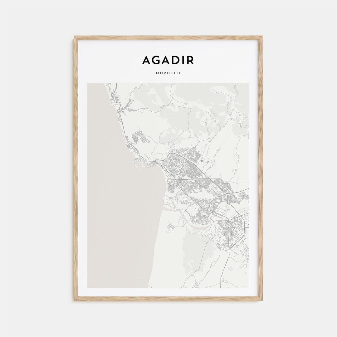 Agadir Map Poster, Agadir Map Print, Agadir Travel Wall Art, Agadir ...