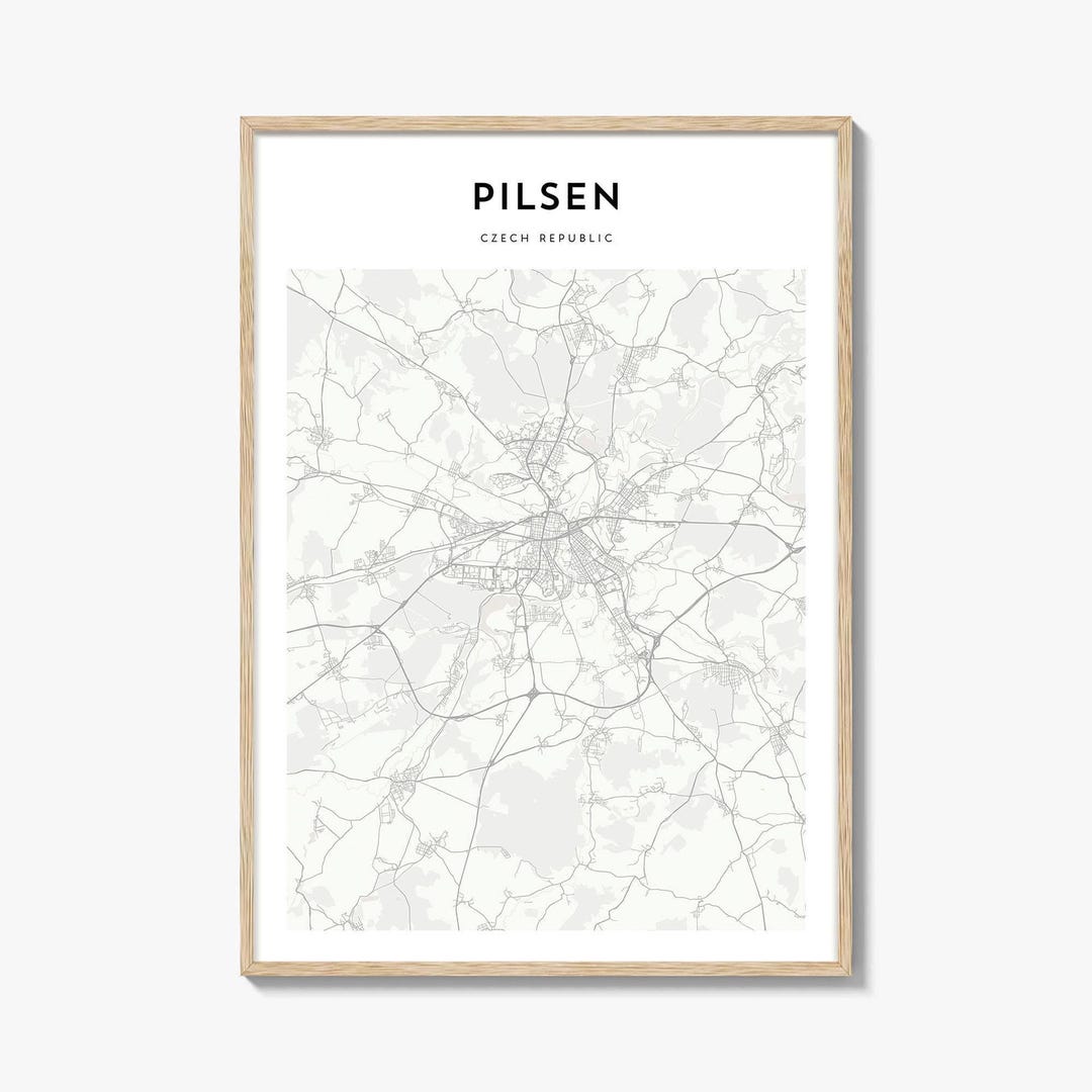 Pilsen Map Print, Czech Republic Poster, Česká Republika Wall Art ...