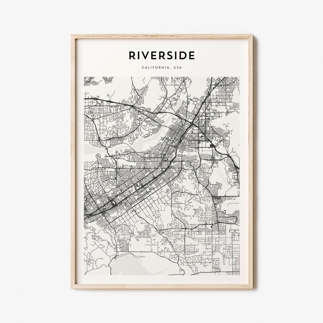 Riverside Custom Black Map Riverside Map Riverside Print - Etsy