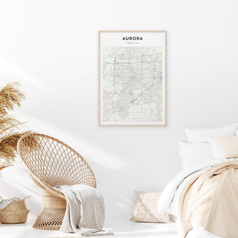 Aurora Map Poster, Aurora Map Print Virginia, Aurora Personalized Map ...