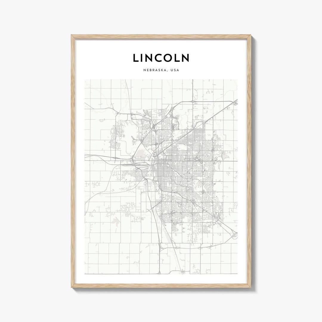 Lincoln Map Poster, Lincoln Map Print, Lincoln Travel Wall Art, Lincoln ...