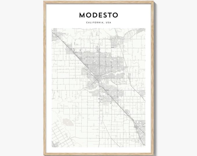 Old Map of Modesto - Vintage City Plan Restored - Fine Print on Paper ...